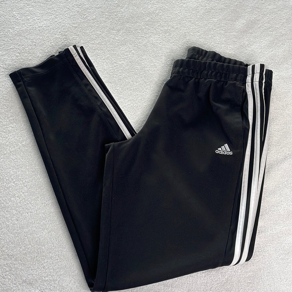 adidas | Pants | Adidas Black Warm Up Pants With White Stripes | Poshmark